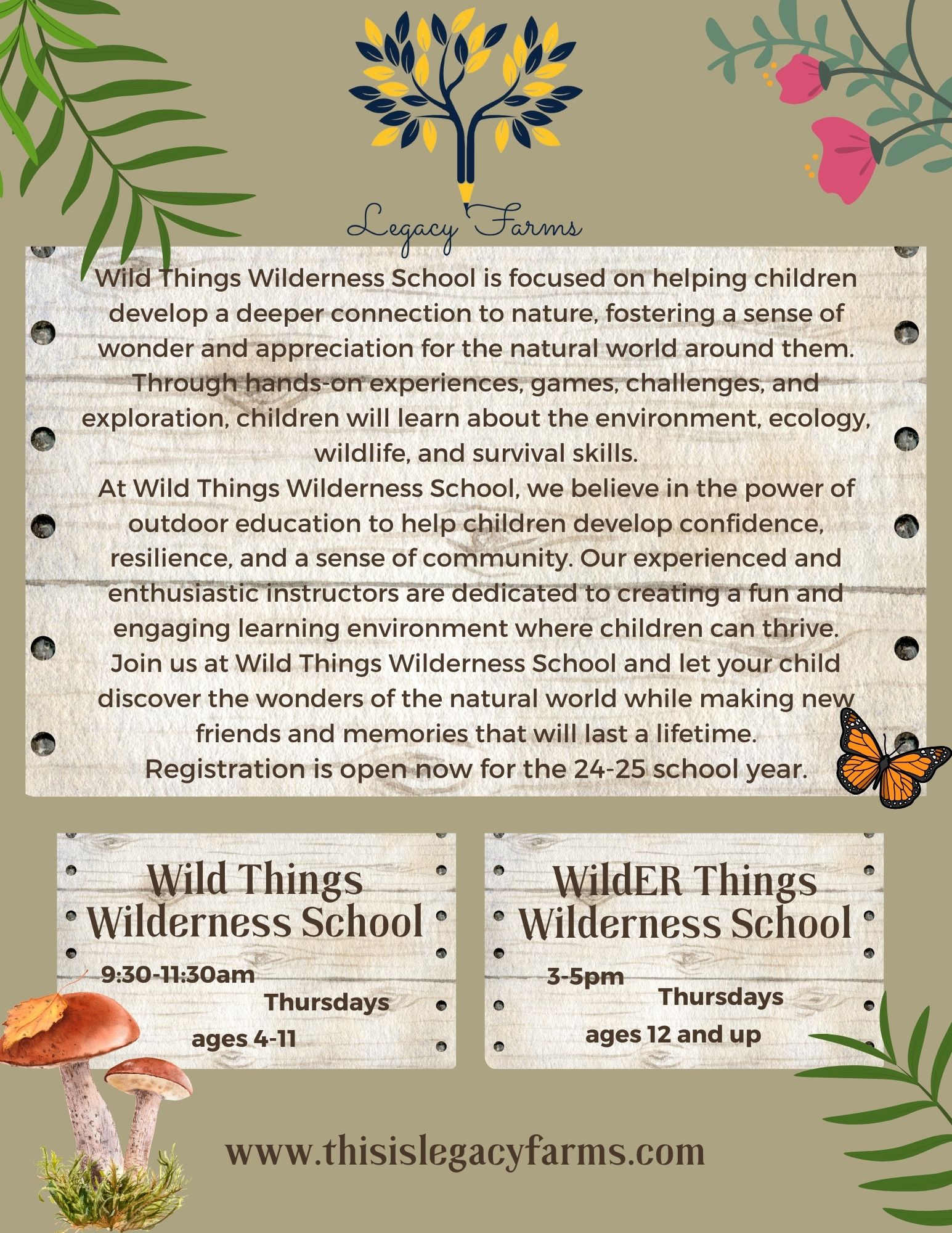 Wild Things Wilderness School – Legacy Farms of Lake County